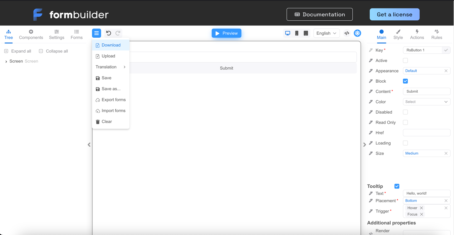 Form s JSON Documentation FormBuilder